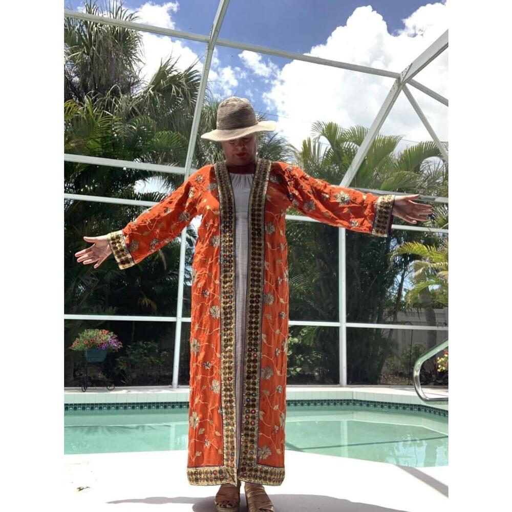 Vintage Indian Silk Duster Boho Coat Duster - Gem